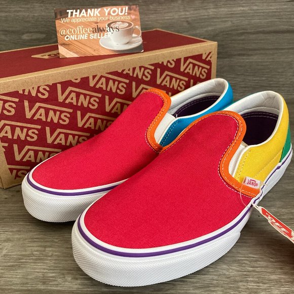 Vans | Shoes | Vans Classic Slipon Rainbow Colorblock Multicolor | Poshmark